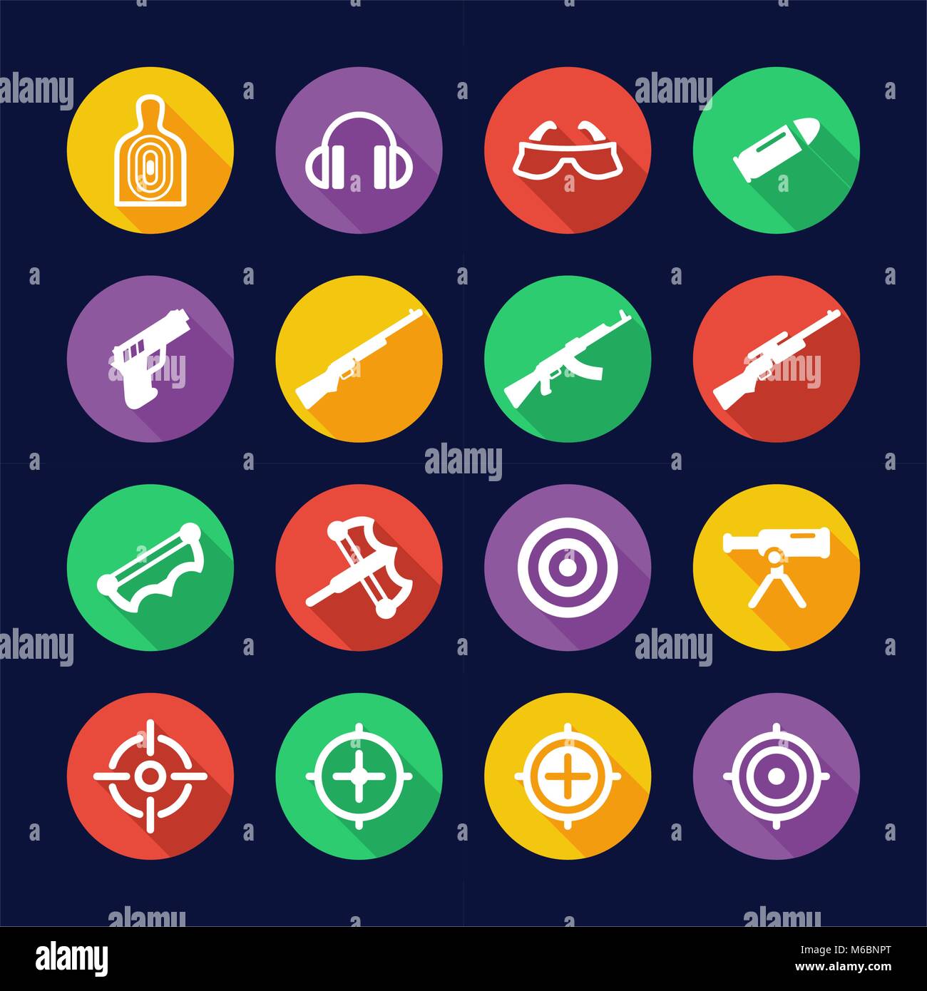 Shooting Range Icons Flat Design Circle Stock Vector Image & Art - Alamy