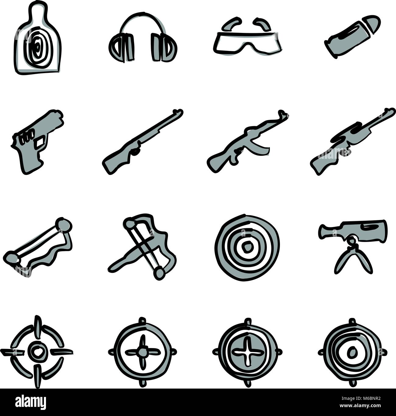 Shooting Range Icons Freehand 2 Color Stock Vector Image & Art - Alamy