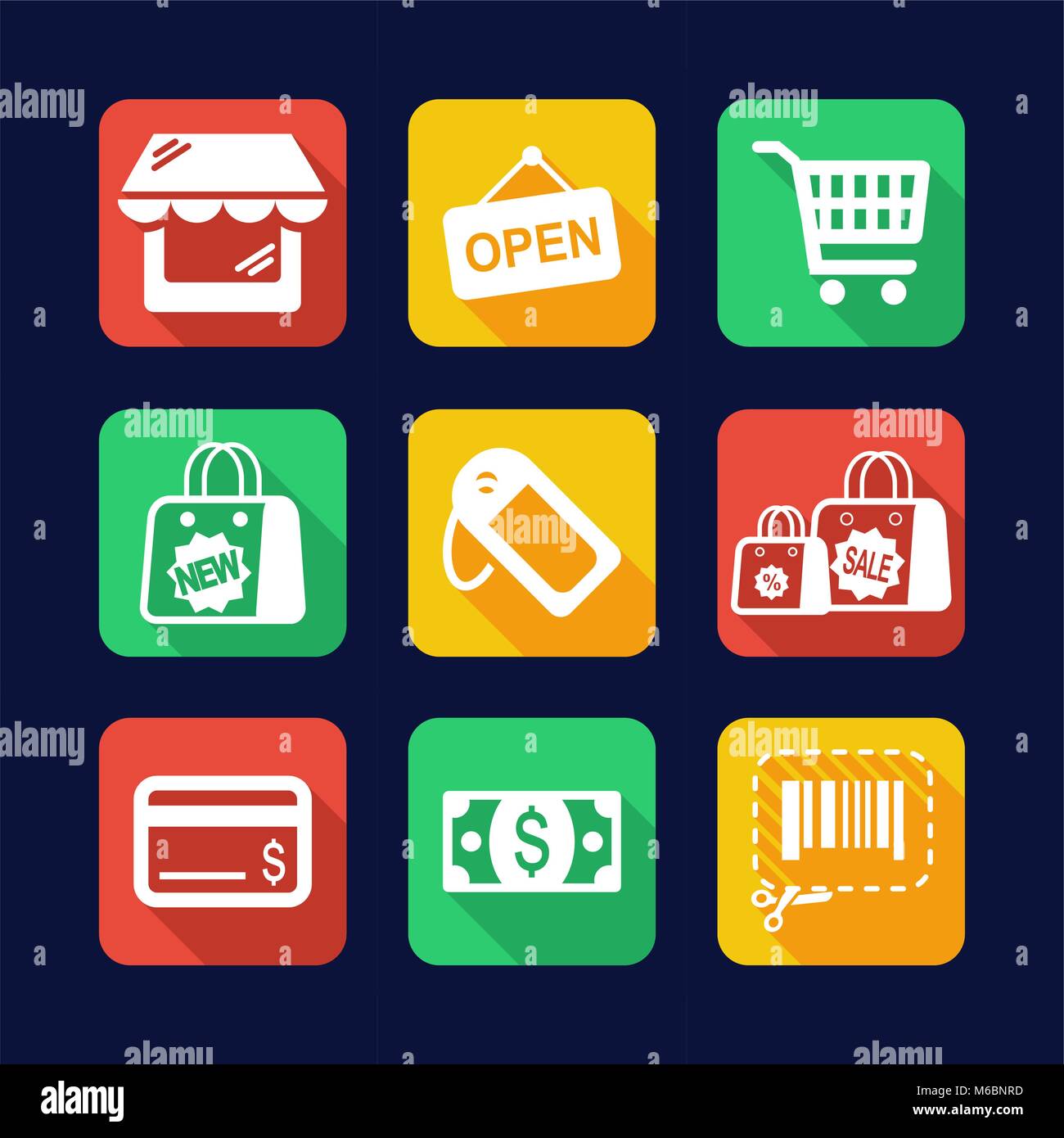 Shopping Icons Flat Design Stock Vector Image & Art - Alamy
