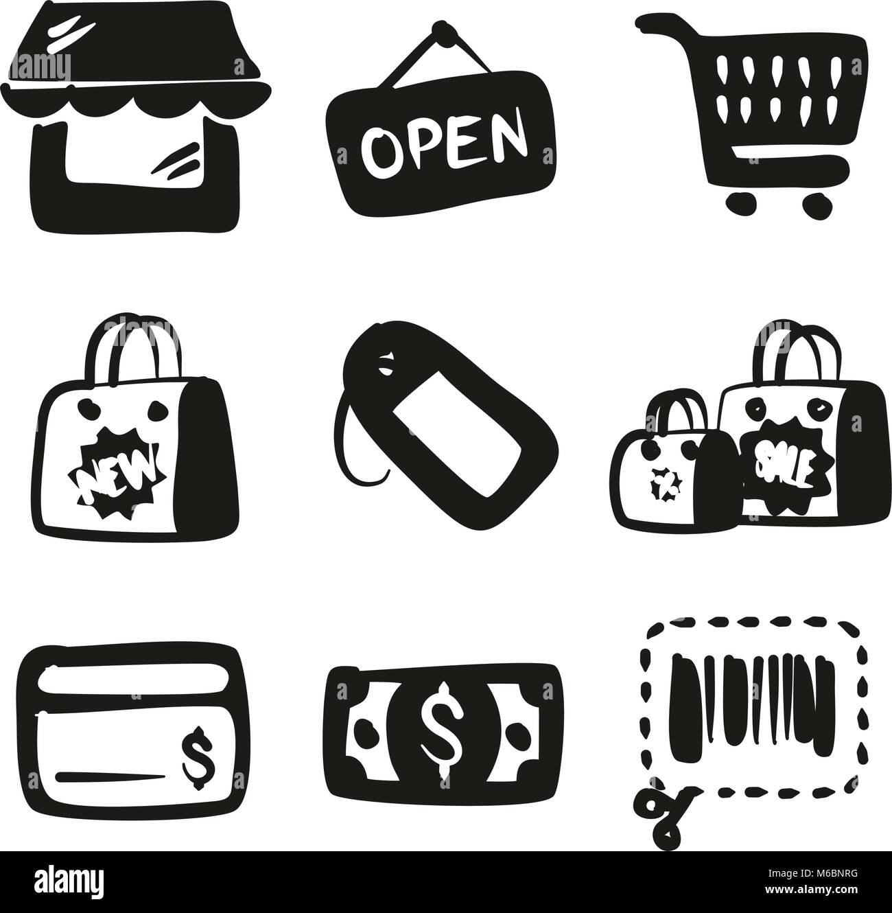 Shopping Icons Freehand Fill Stock Vector Image & Art - Alamy