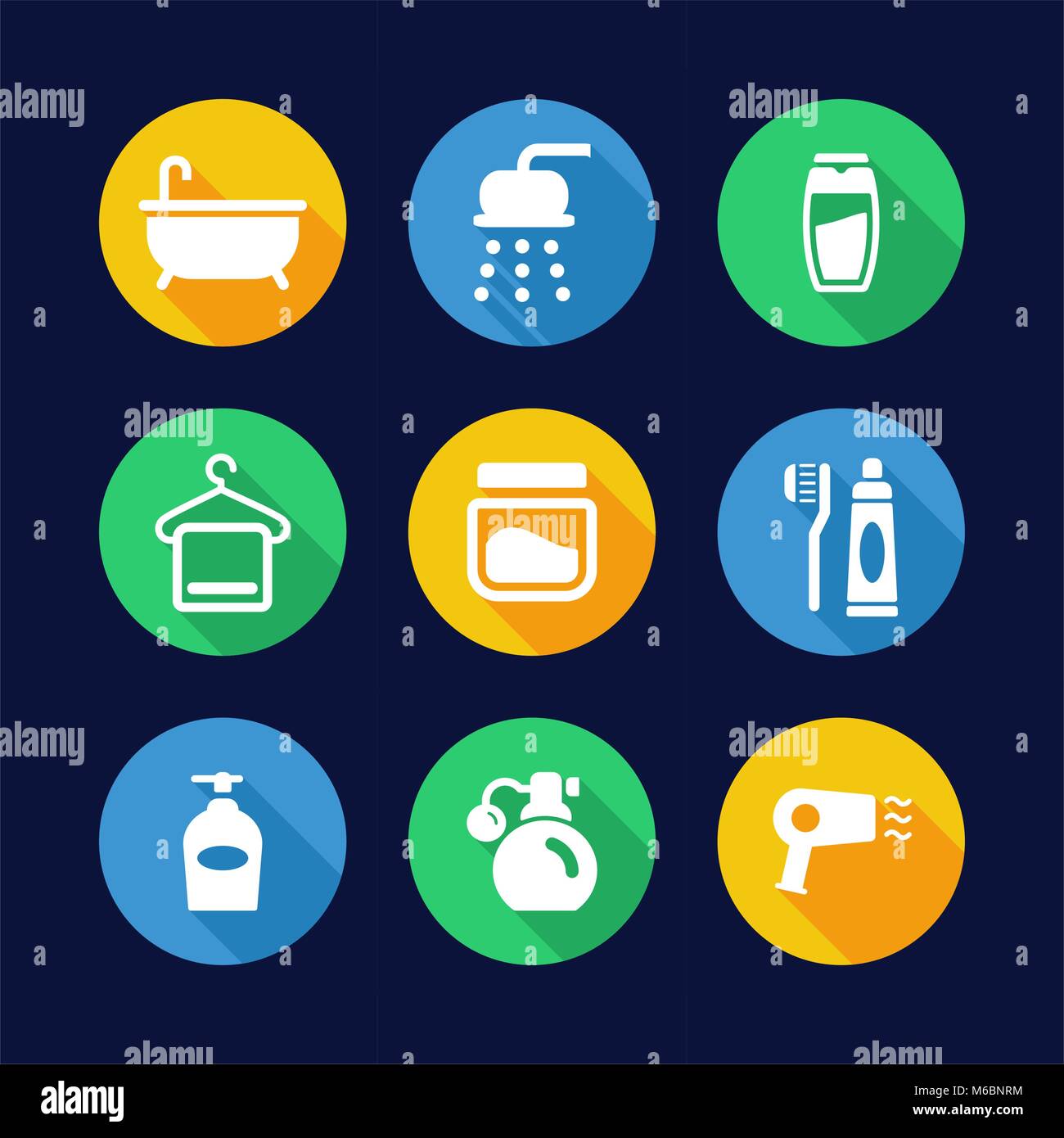Shower Icons Flat Design Circle Stock Vector Image & Art - Alamy