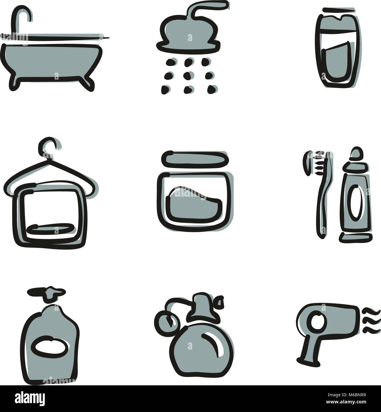 Shower Icons Freehand 2 Color Stock Vector Image & Art - Alamy