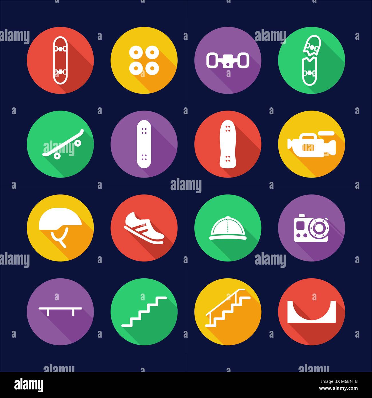Skateboarding Icons Flat Design Circle Stock Vector Image & Art - Alamy