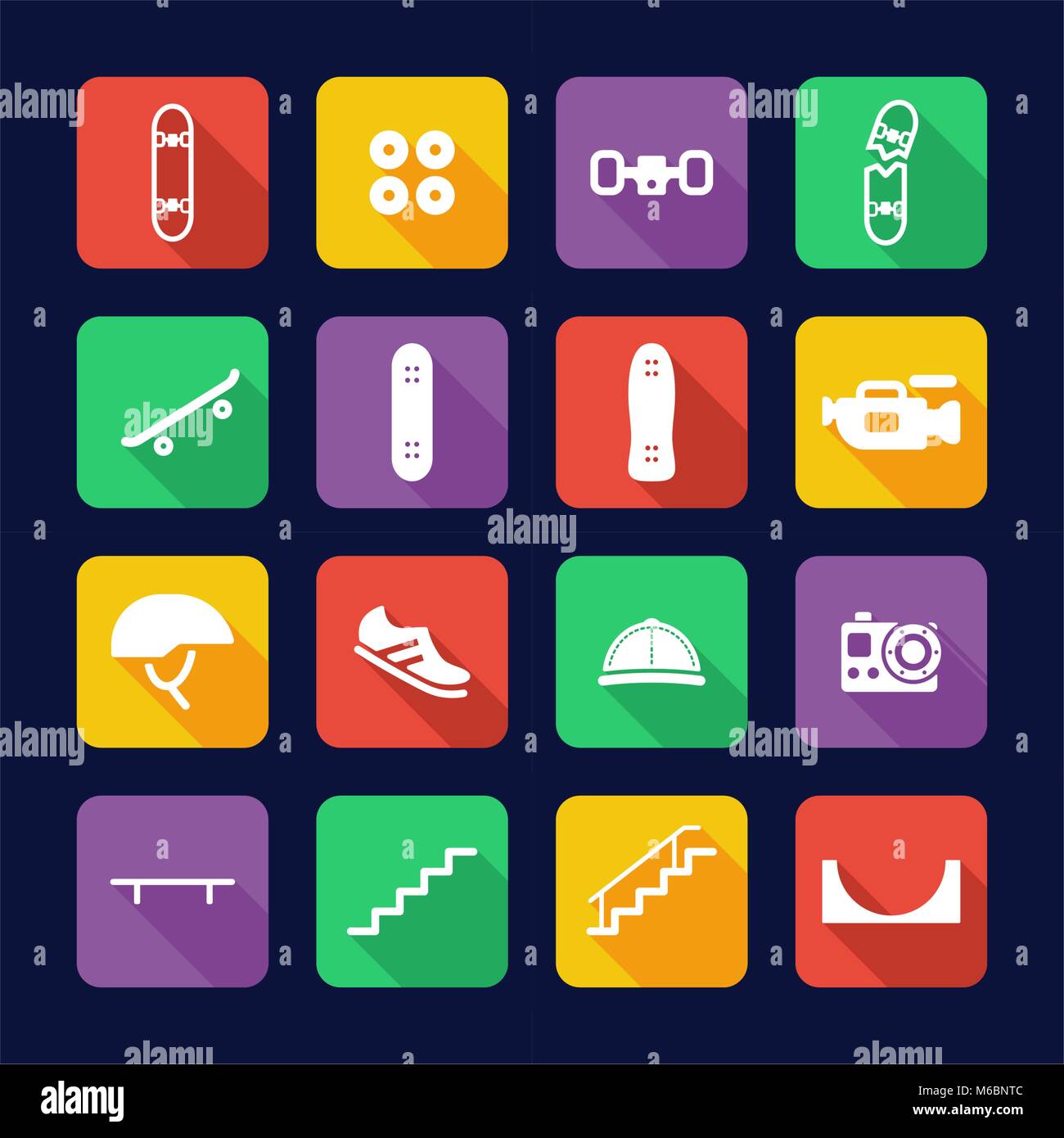 Skateboarding Icons Flat Design Circle Stock Vector Image & Art - Alamy