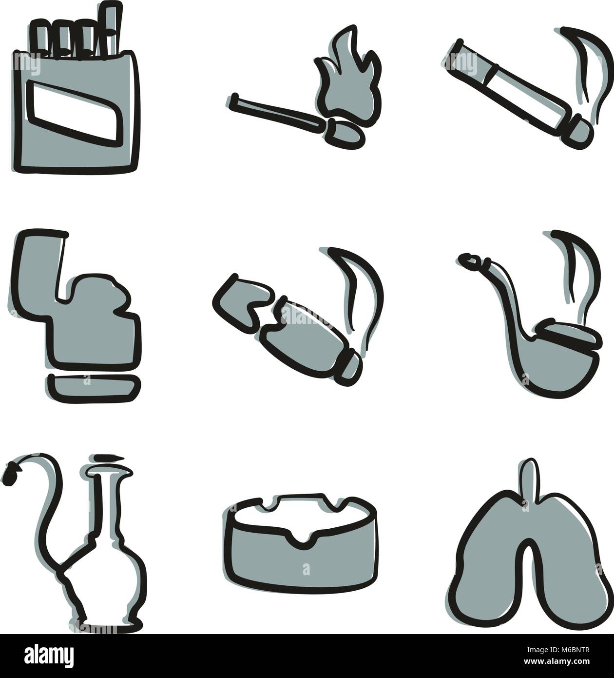 Smoking Icons Freehand 2 Color Stock Vector Image & Art - Alamy