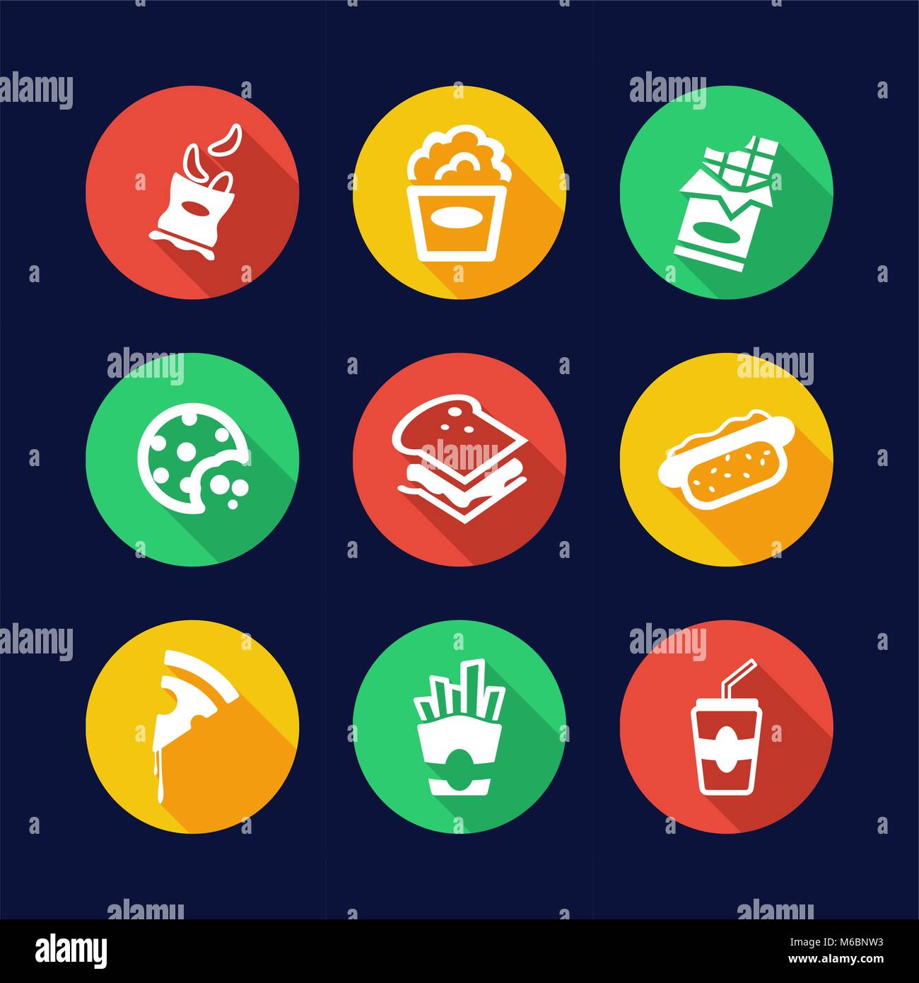 Snack Icons Flat Design Circle Stock Vector Image & Art - Alamy