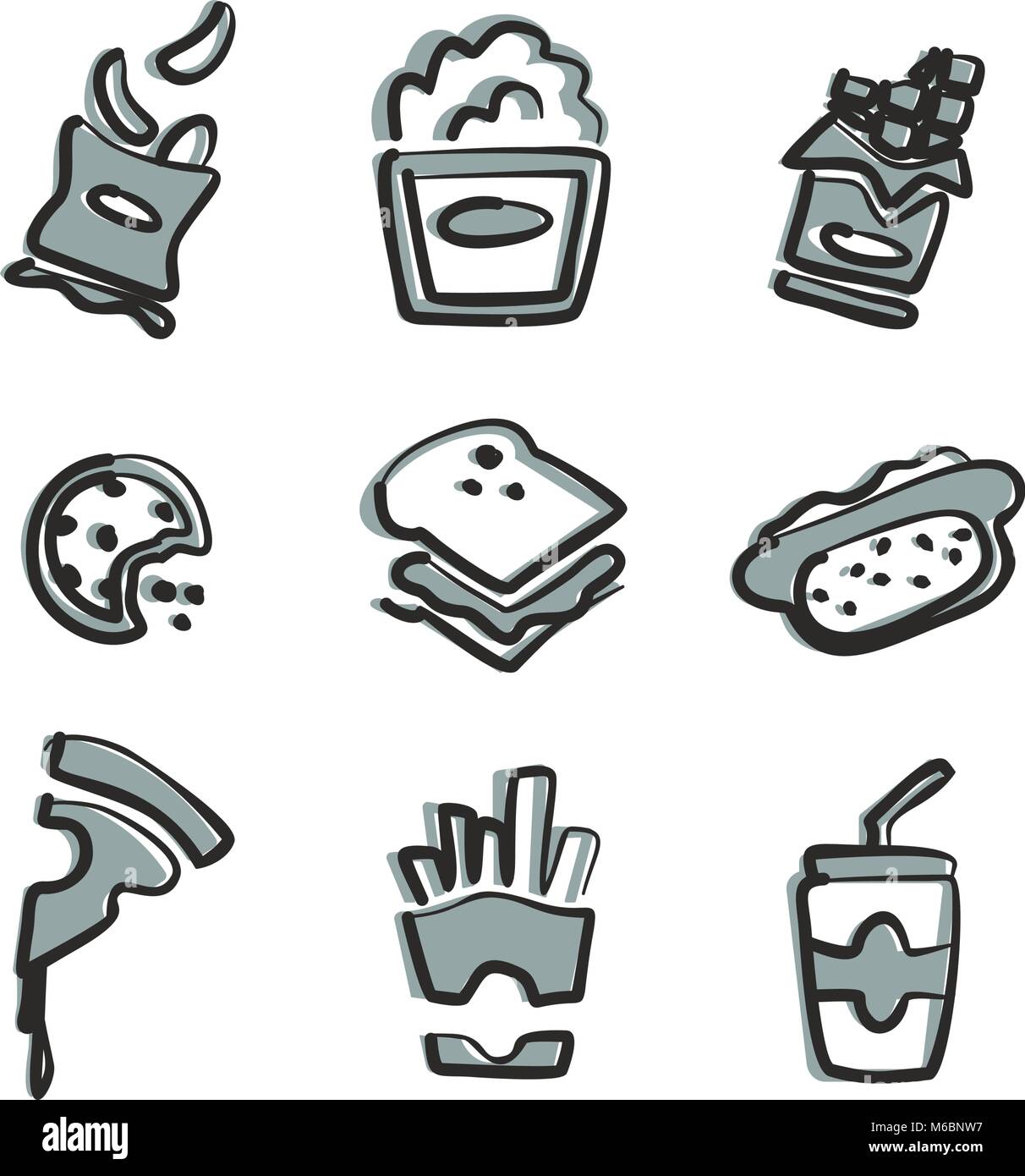 Snack Icons Freehand 2 Color Stock Vector Image & Art - Alamy