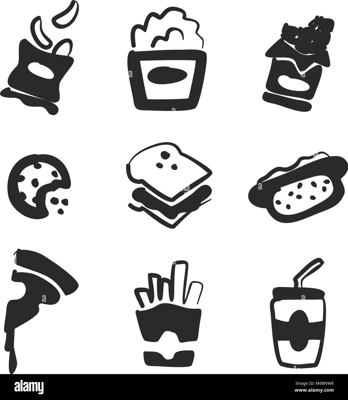 Snack Icons Freehand Fill Stock Vector Image & Art - Alamy