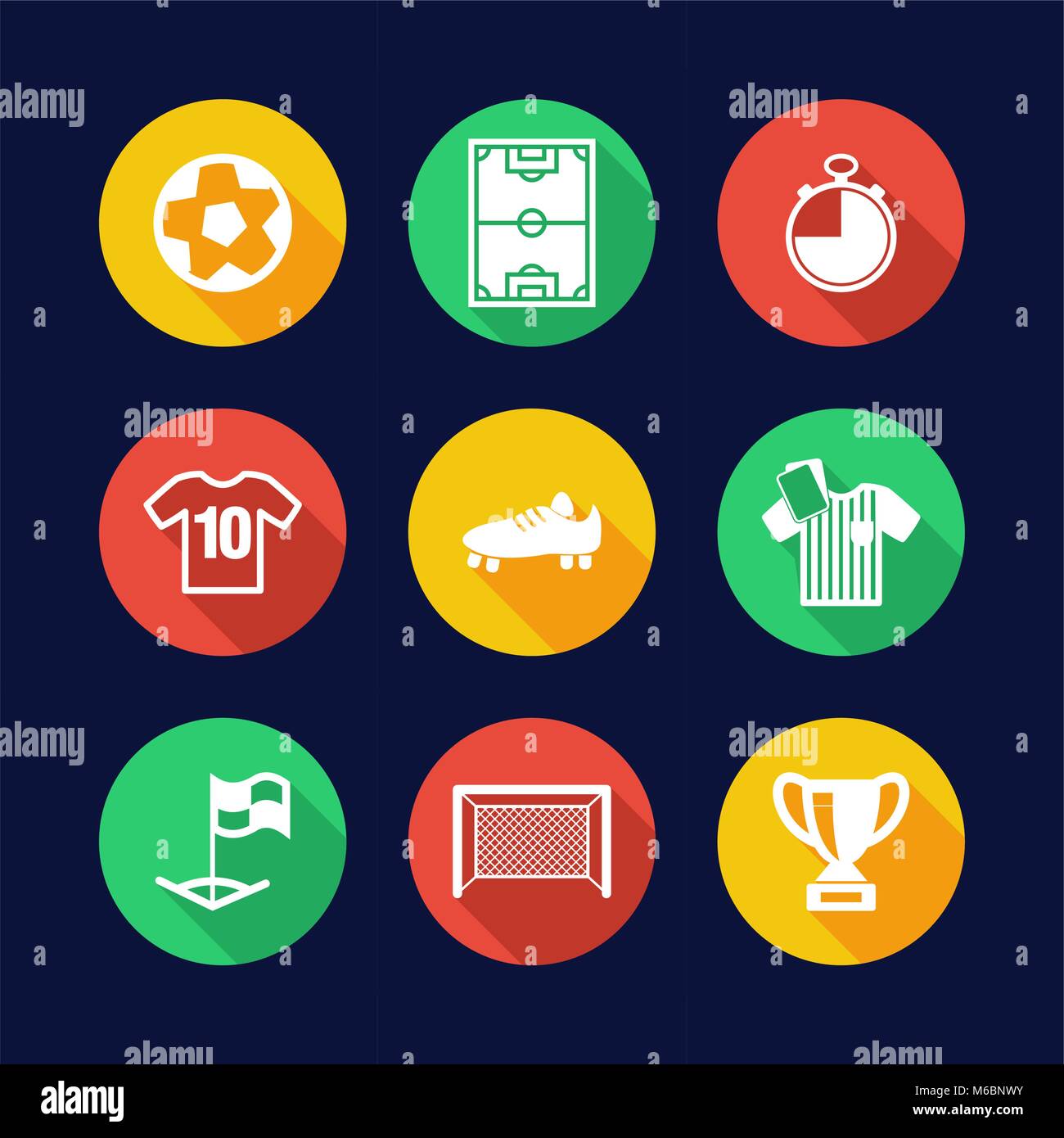 Soccer Icons Flat Design Circle Stock Vector Image & Art - Alamy