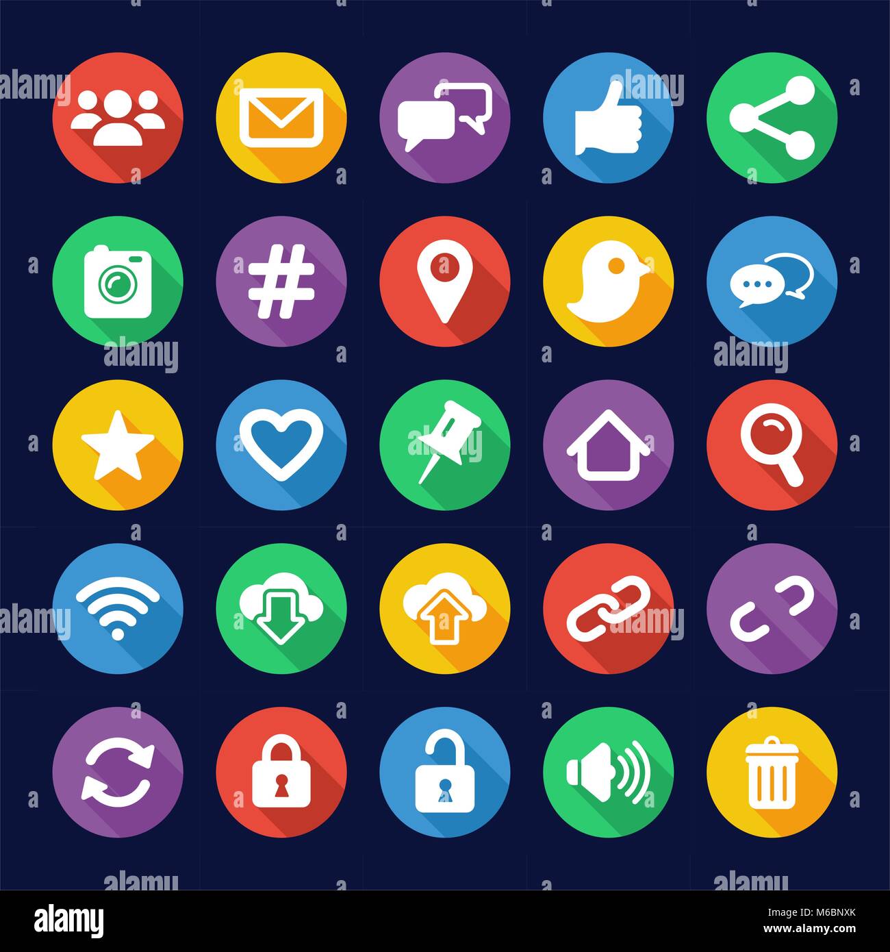 Social Media Icons Flat Design Circle Stock Vector Image & Art - Alamy