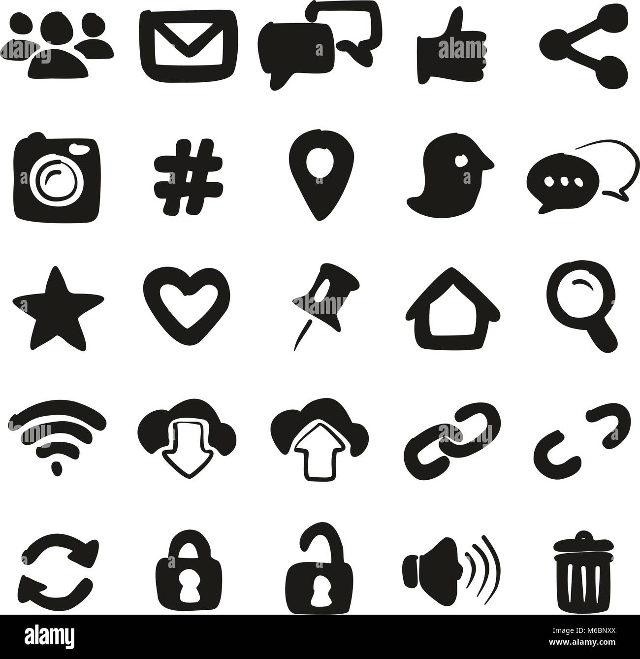 Social Media Icons Freehand Fill Stock Vector Image & Art - Alamy