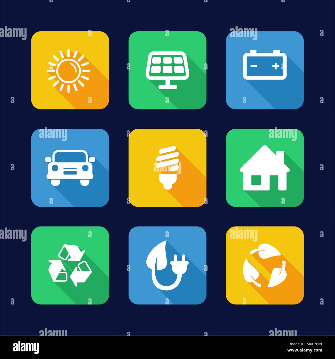 Solar Energy Icons Flat Design Stock Vector Image & Art - Alamy