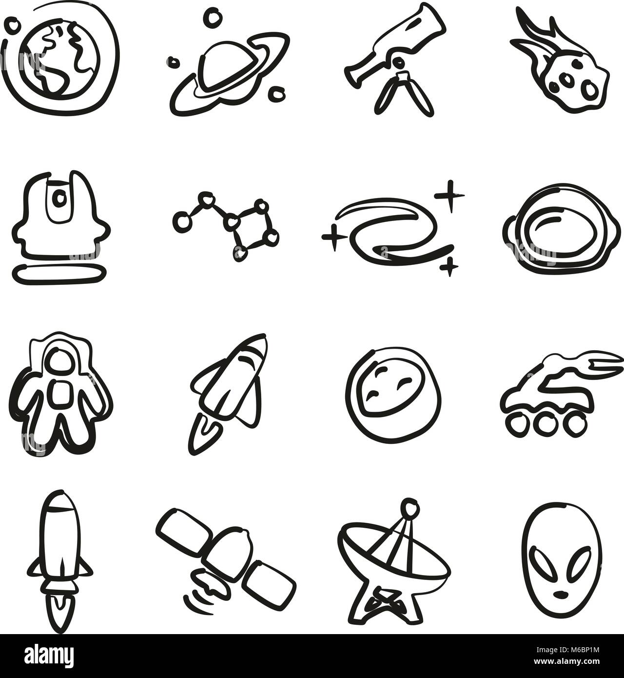Space Icons Freehand Stock Vector Image & Art - Alamy
