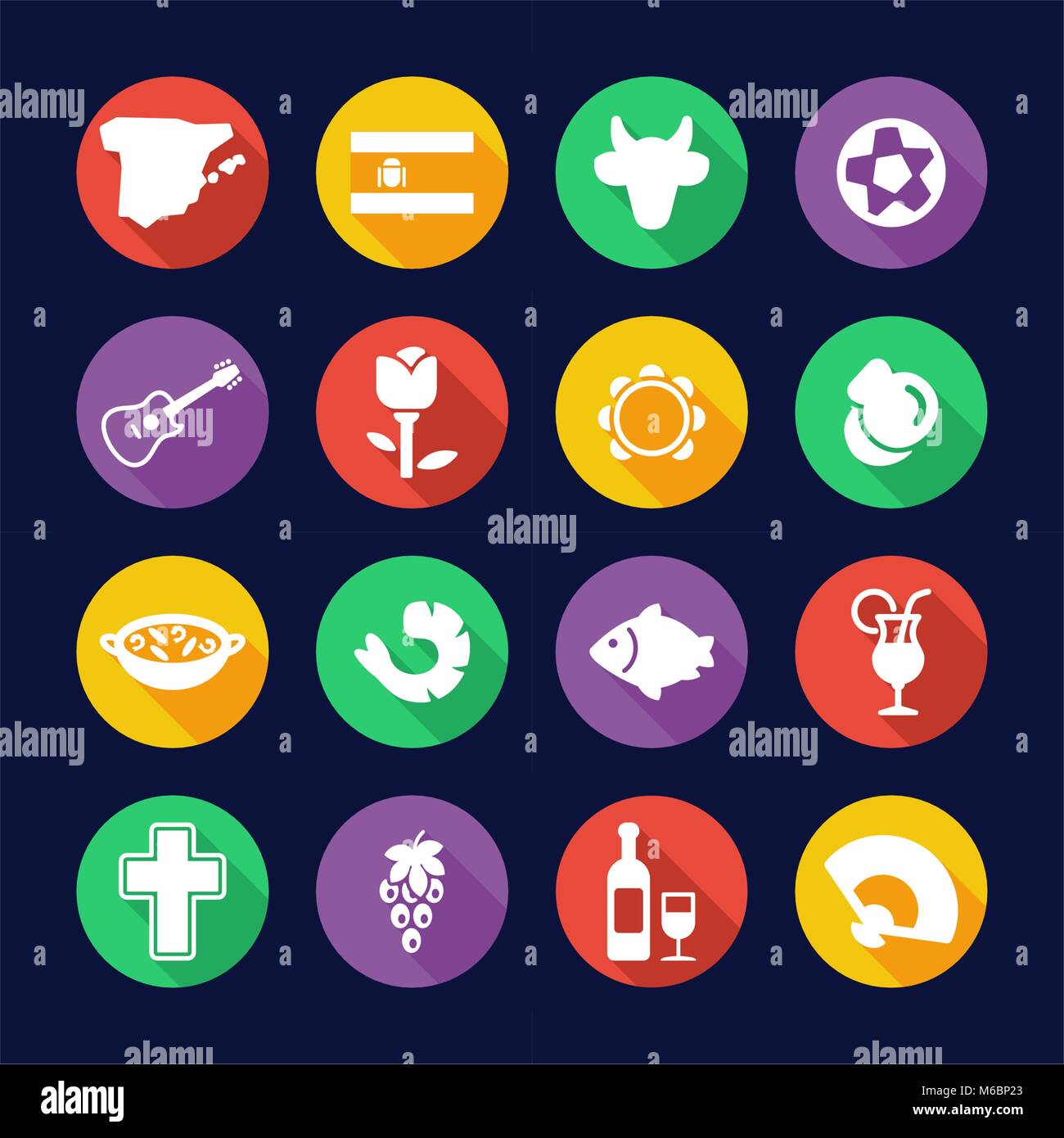 Spain Icons Flat Design Circle Stock Vector Image & Art - Alamy