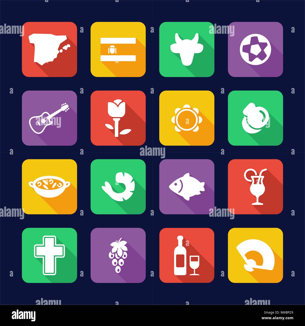 Spain Icons Flat Design Stock Vector Image & Art - Alamy