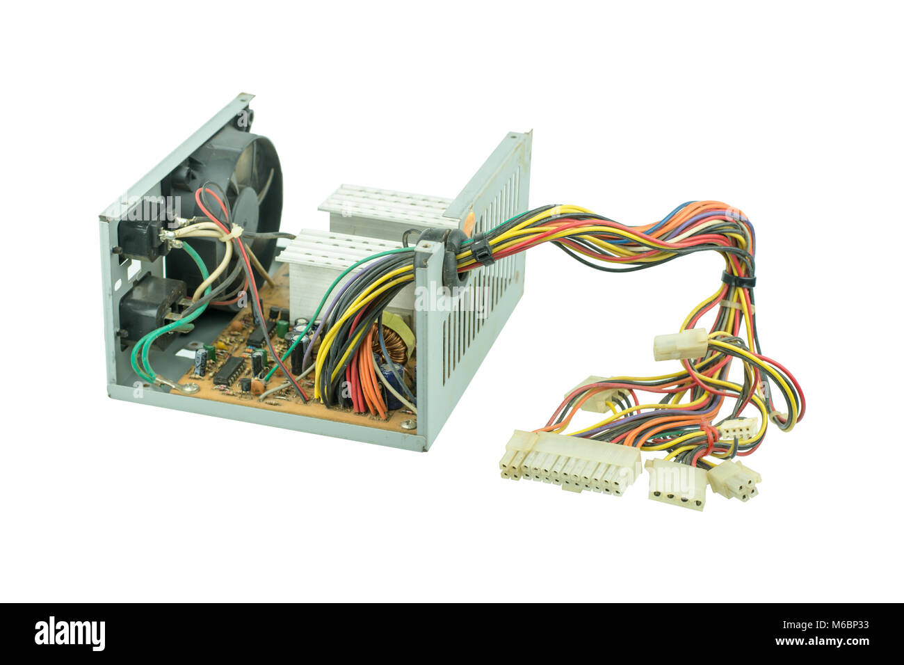 Silver computer power supply on white background Stock Photo - Alamy