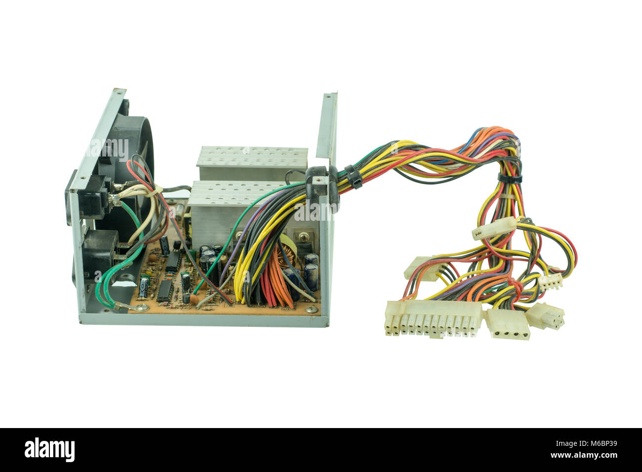 Silver computer power supply on white background Stock Photo - Alamy