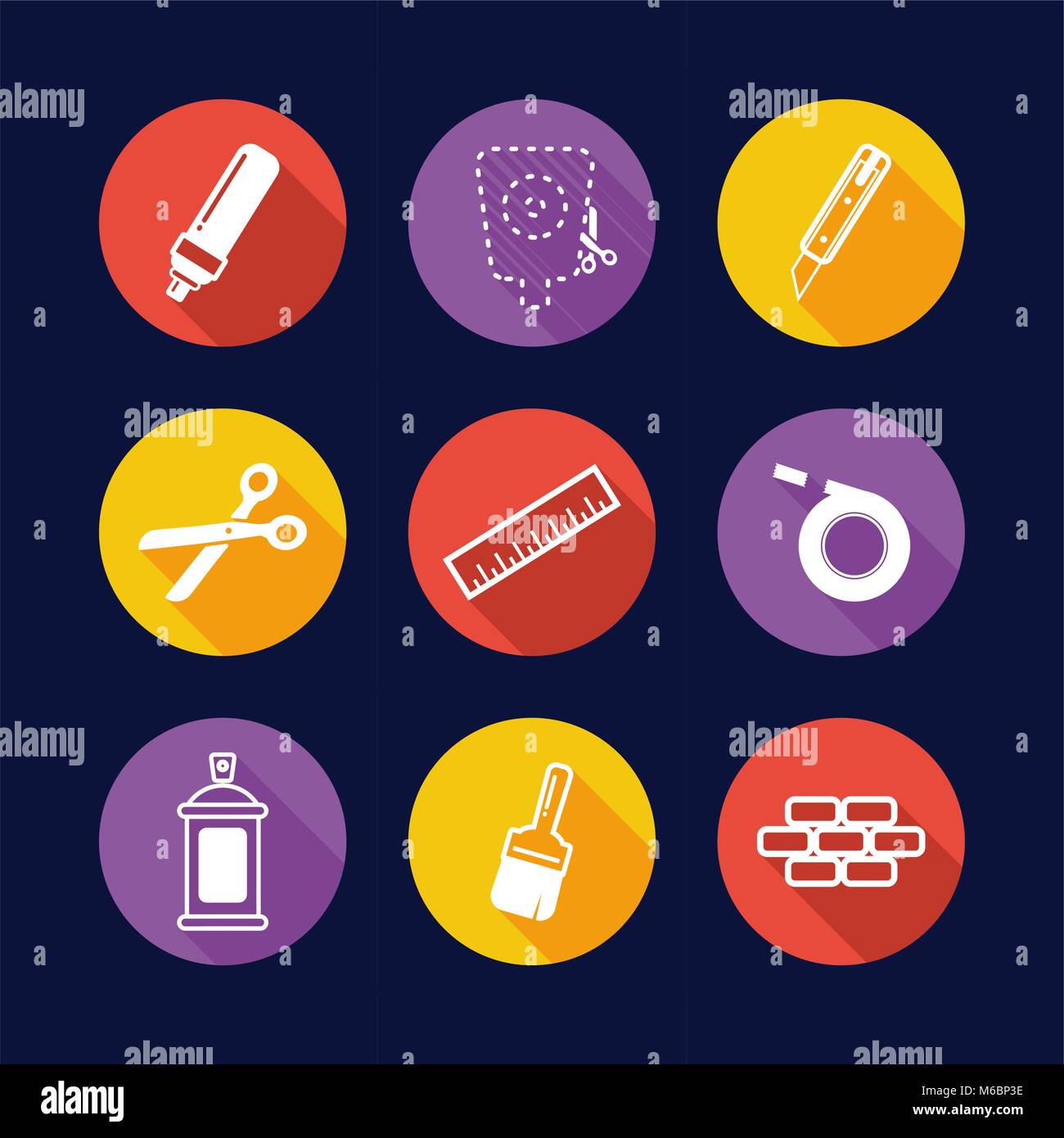 Stencil Icons Flat Design Circle Stock Vector Image & Art - Alamy