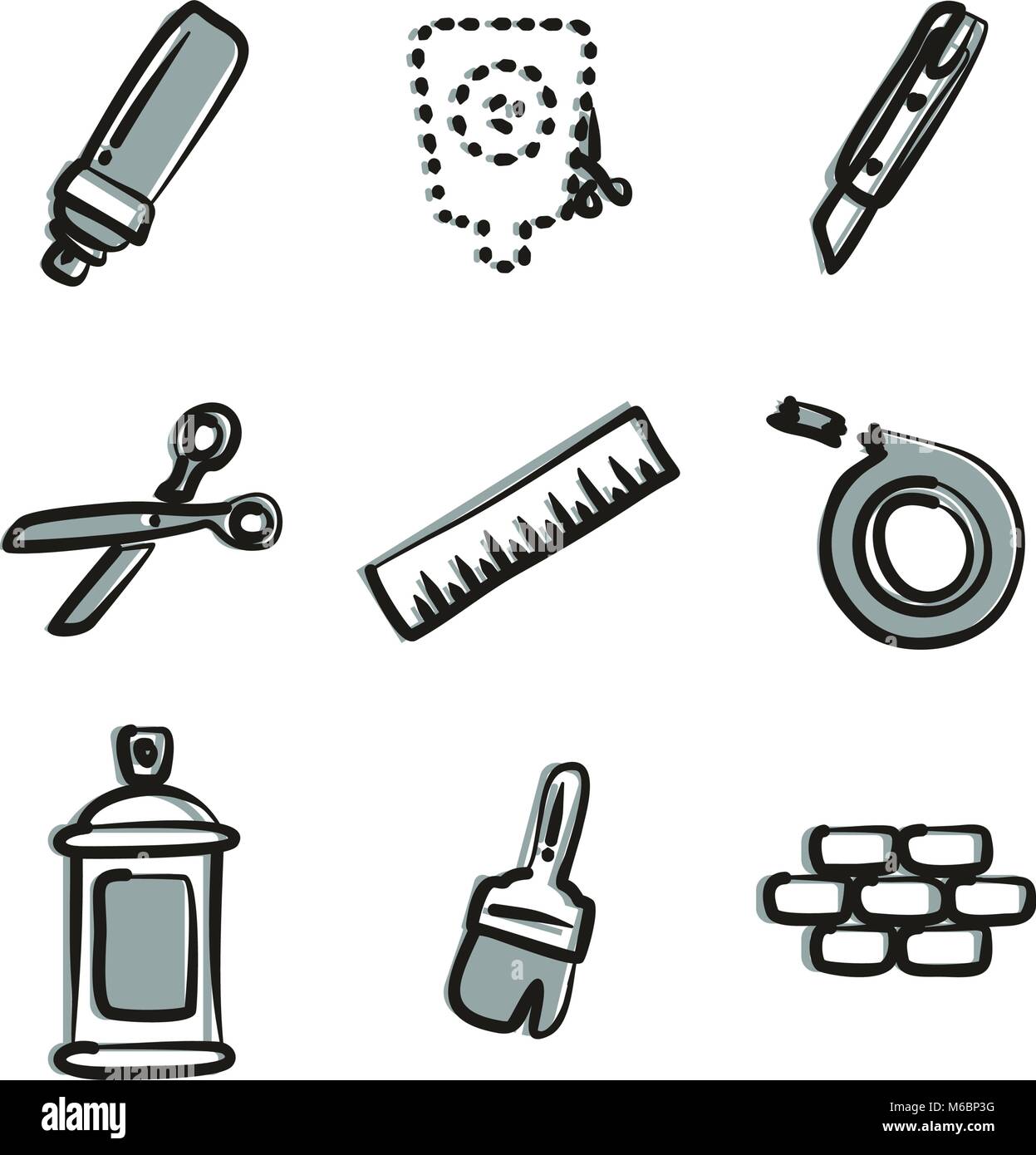 Stencil Icons Freehand 2 Color Stock Vector Image & Art - Alamy