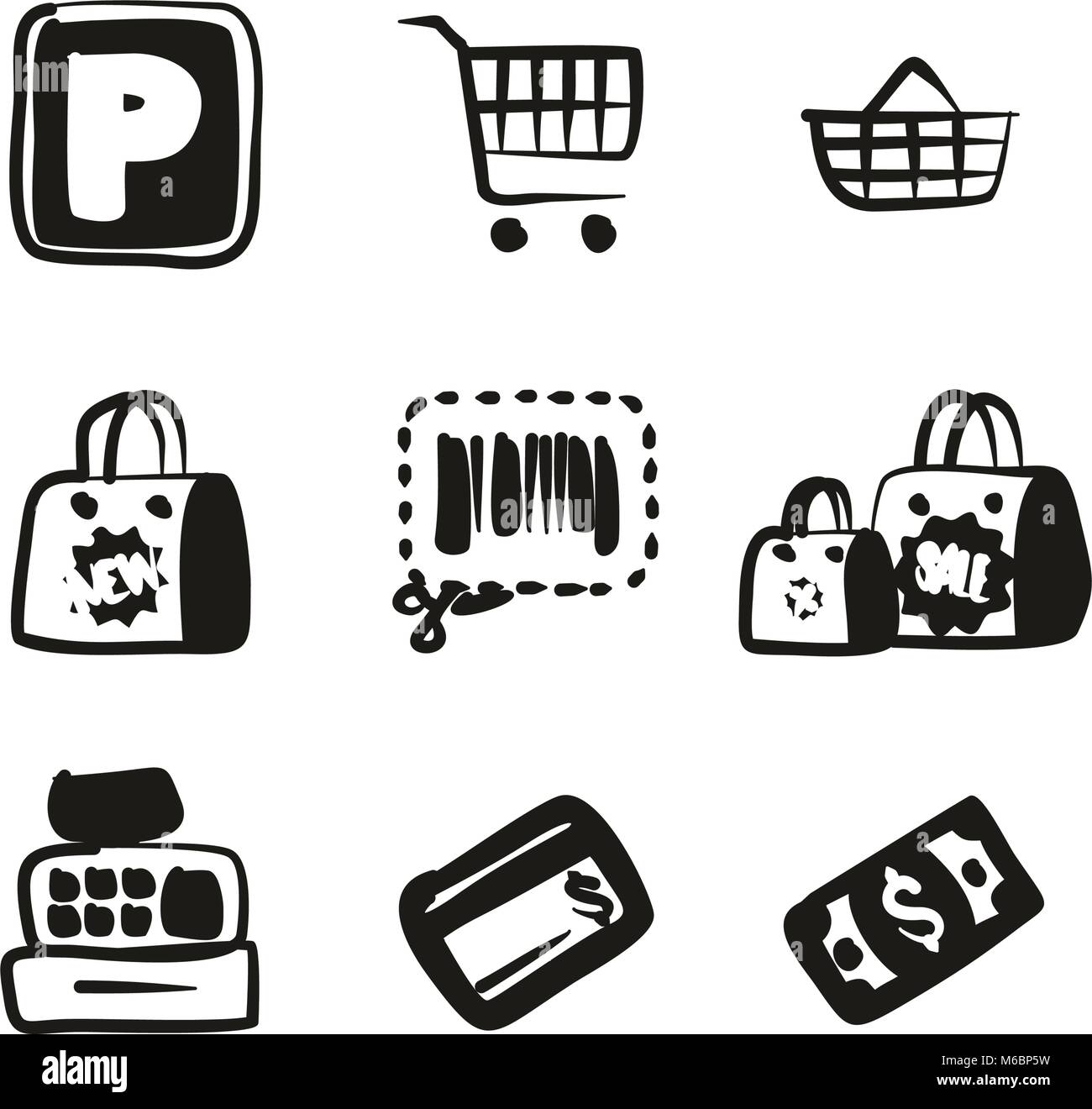 Supermarket Icons Freehand Fill Stock Vector Image & Art - Alamy