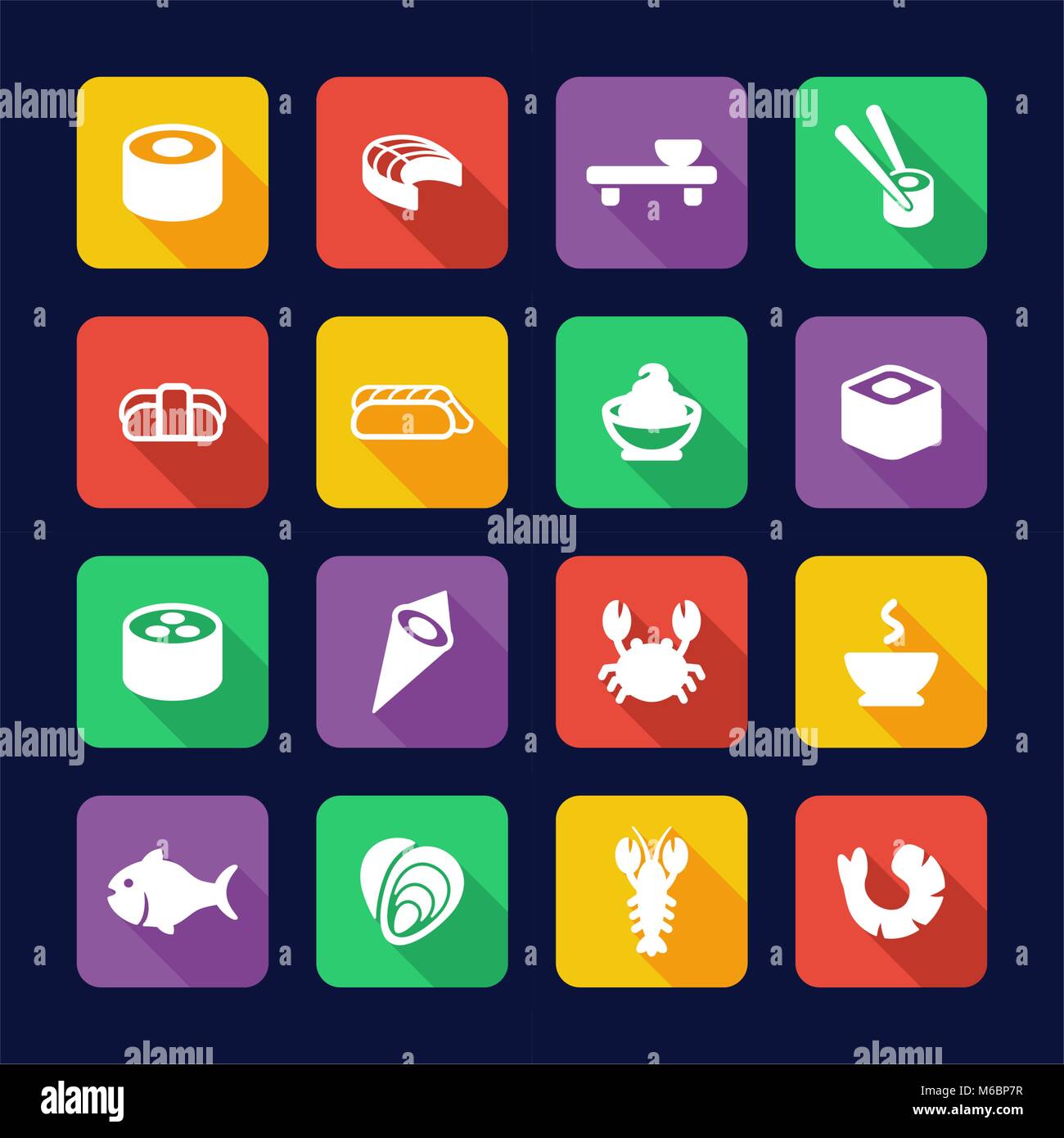 Sushi Icons Flat Design Stock Vector Image & Art - Alamy