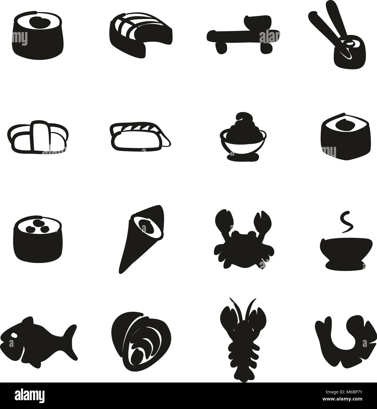 Sushi Icons Freehand Fill Stock Vector Image & Art - Alamy