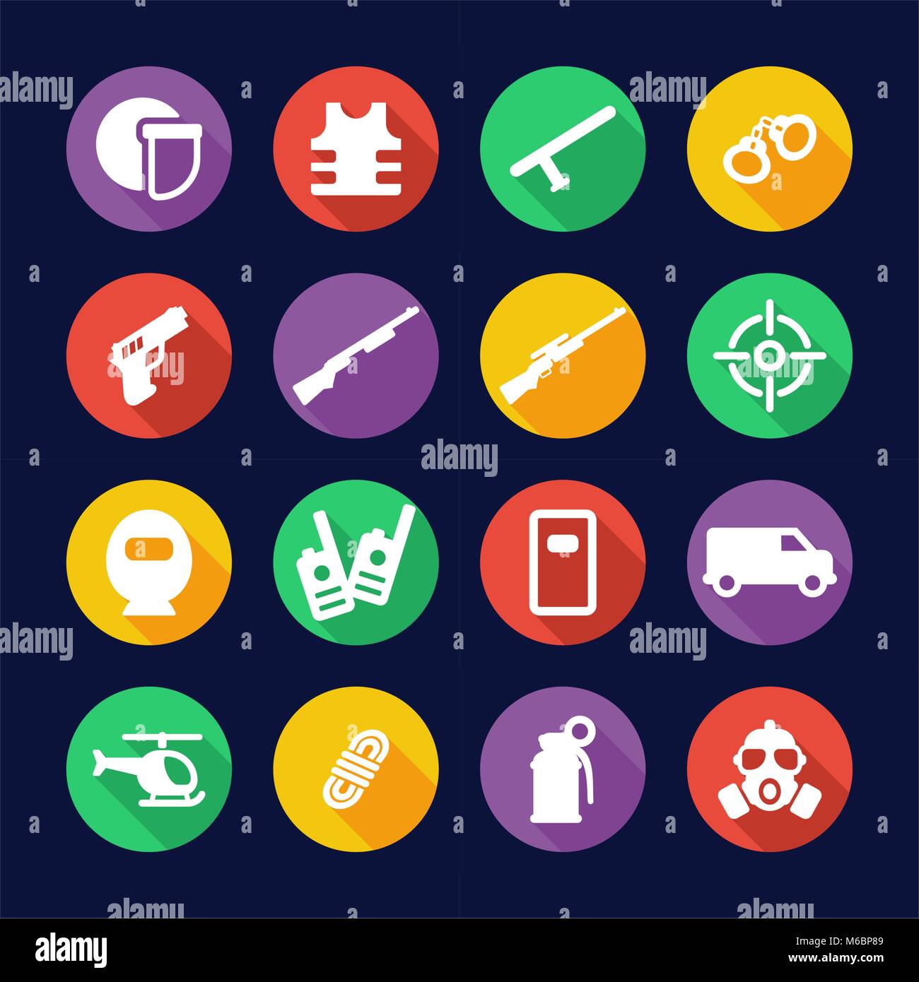 SWAT Icons Flat Design Circle Stock Vector Image & Art - Alamy