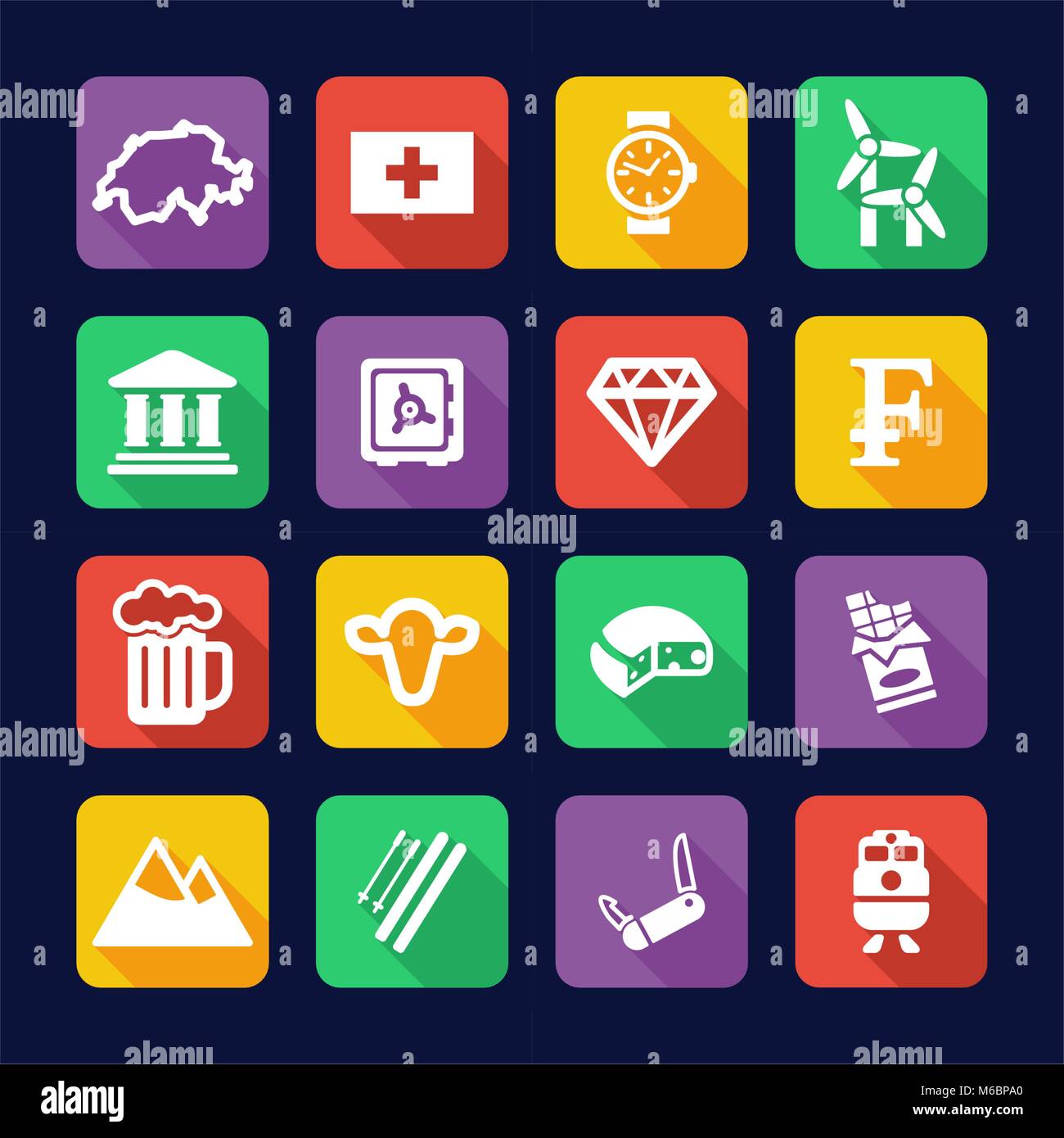 Switzerland Icons Flat Design Stock Vector Image & Art - Alamy