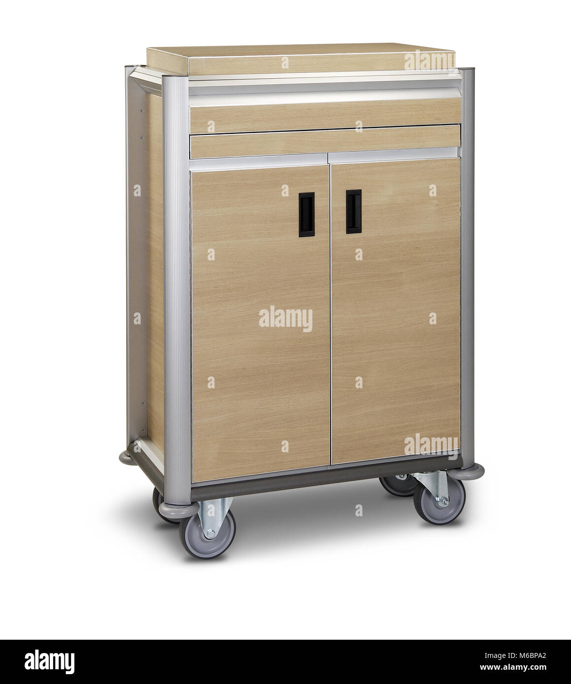 Metal cleaning hotel trolley isolated on white with clipping path Stock ...