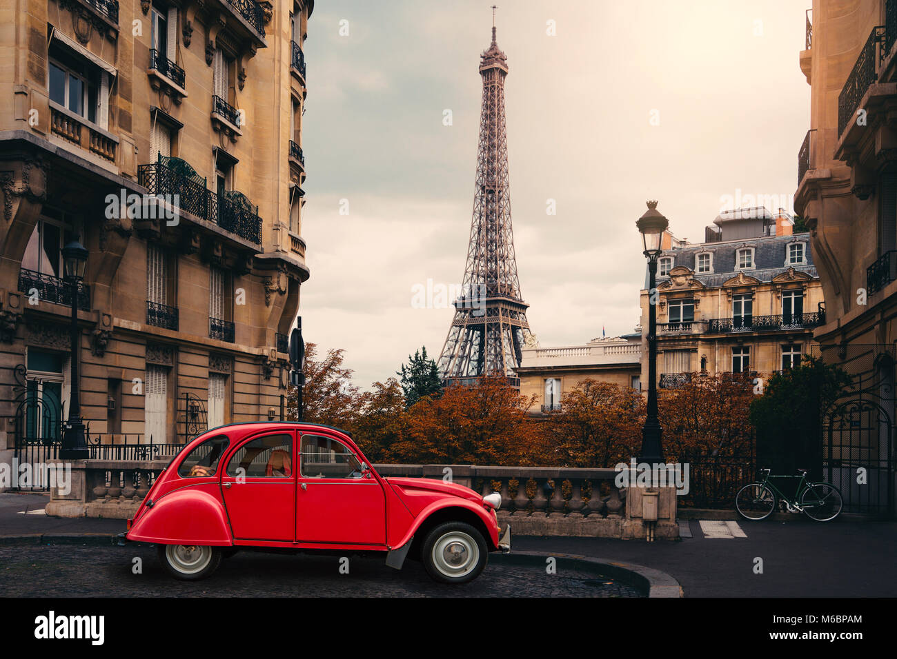 Red Car in Paris, France Stock Photo - Alamy