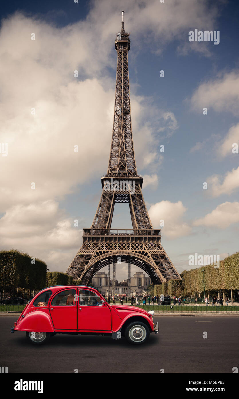 Red Car in Paris, France Stock Photo - Alamy