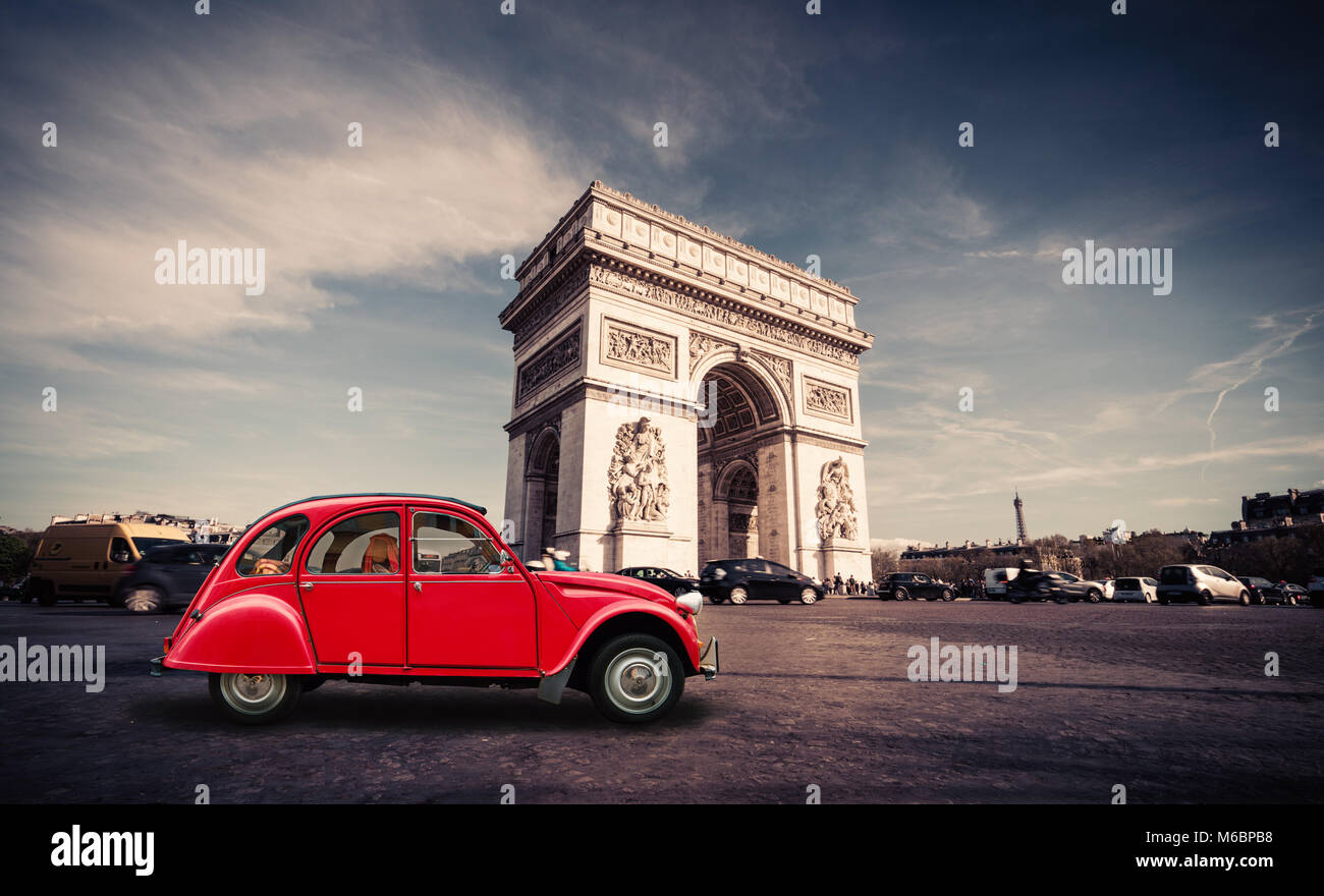 Red Car in Paris, France Stock Photo - Alamy