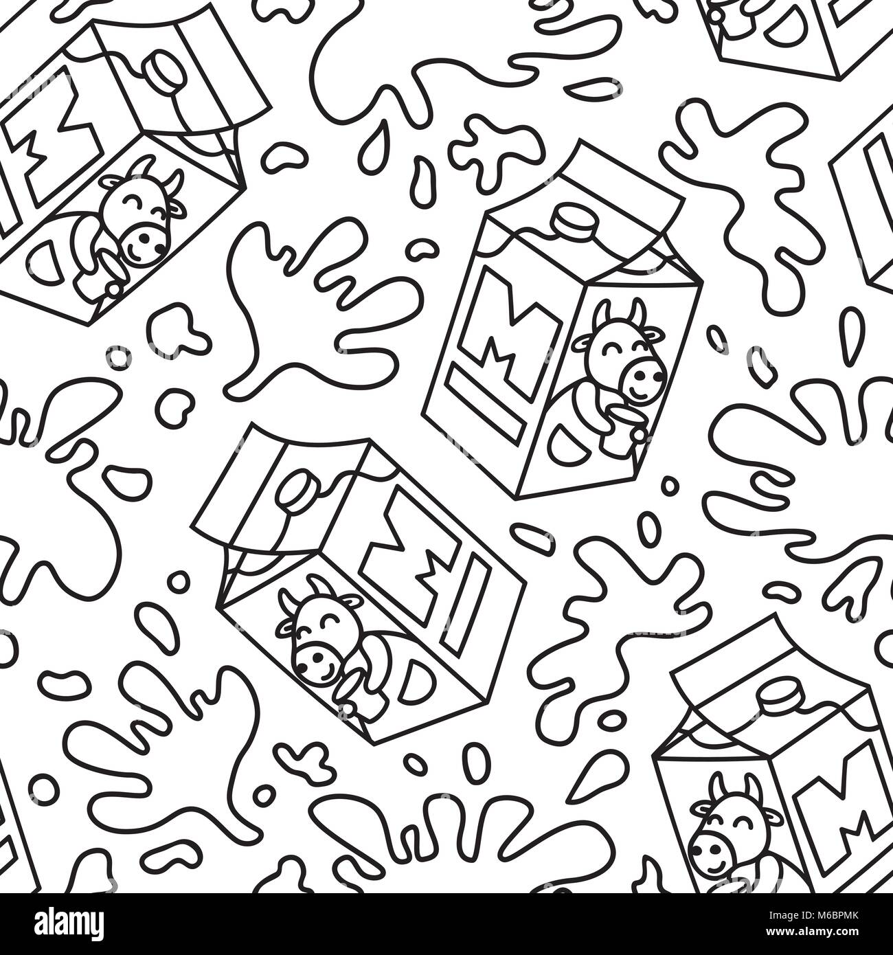 Seamless Pattern Package Of Milk Cute Seamless Pattern Vector Pattern