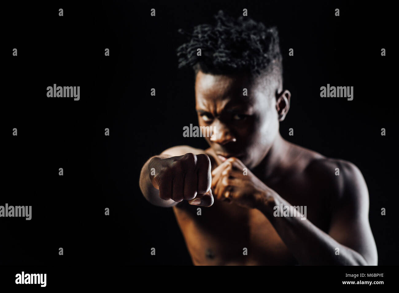African-American male athlete boxing Stock Photo - Alamy