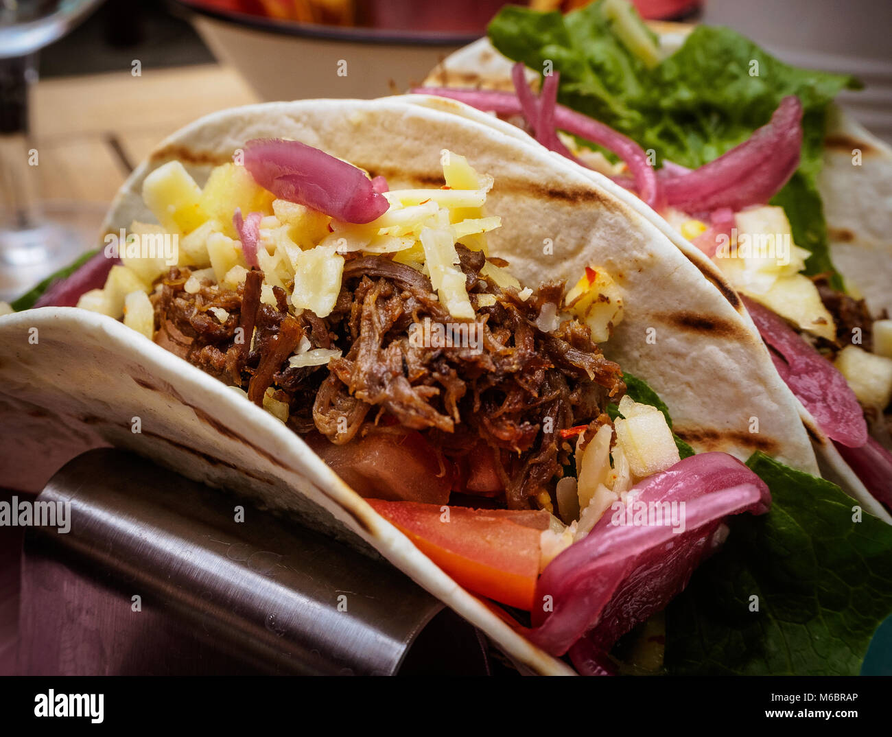 One taco on a table Stock Photo - Alamy