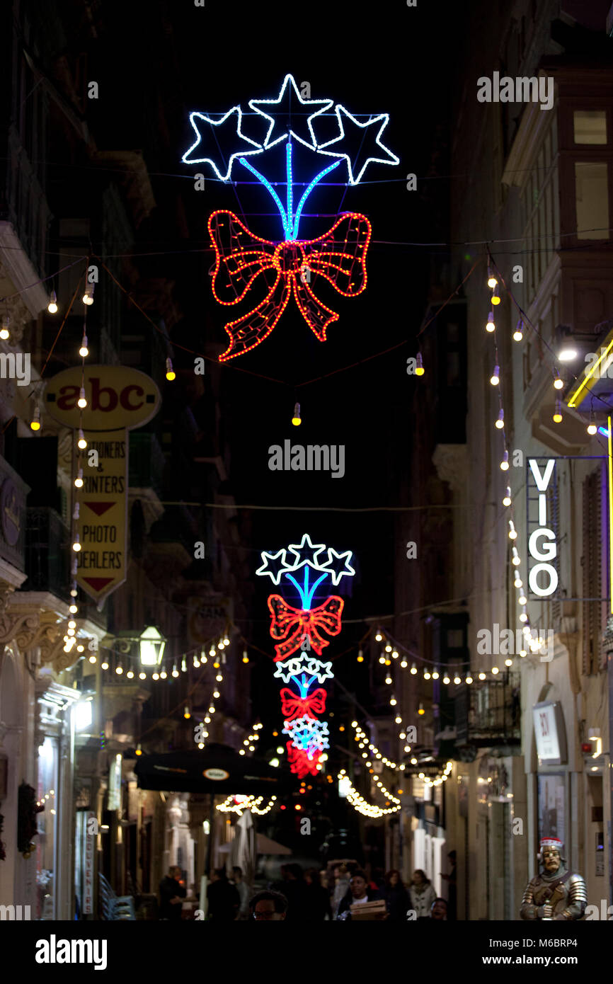 Christmas Lights - Valletta, Malta Stock Photo - Alamy