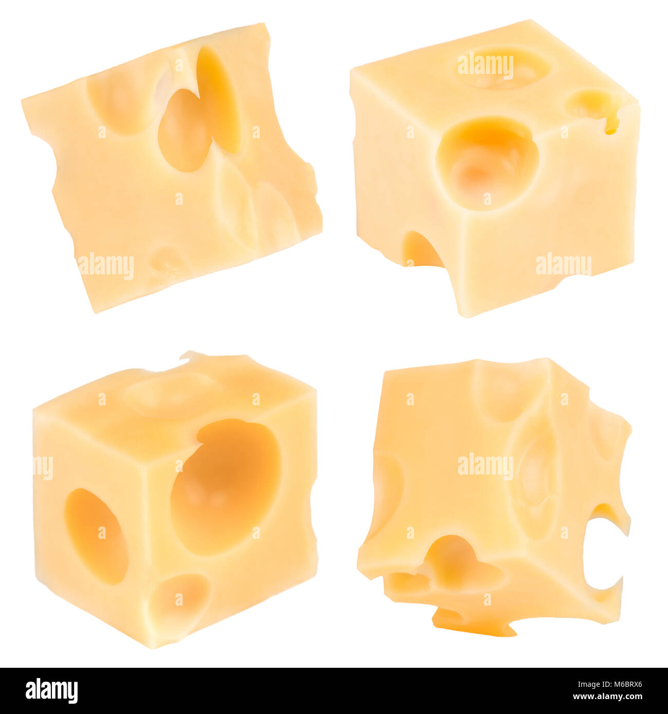 Cube of cheese isolated on a white background. Collection. With ...