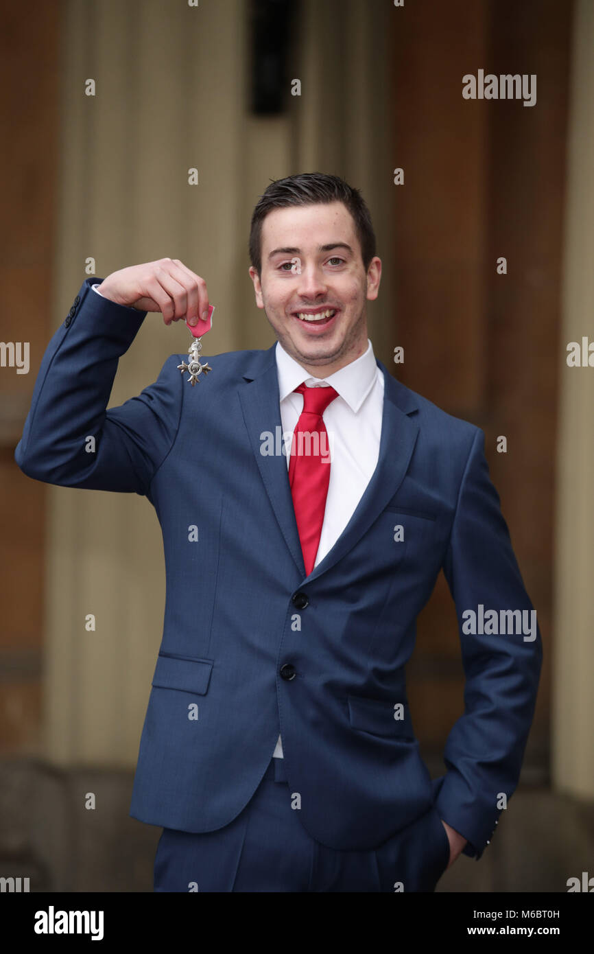 Charlie Fogarty with his MBE, awarded for services to young people in ...