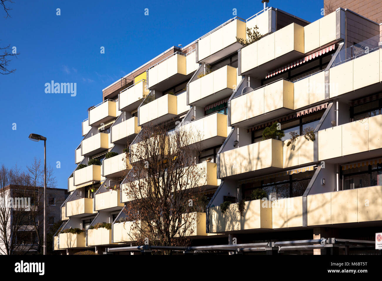 Germany, Cologne, house at the Volksgarten street, balconies ...