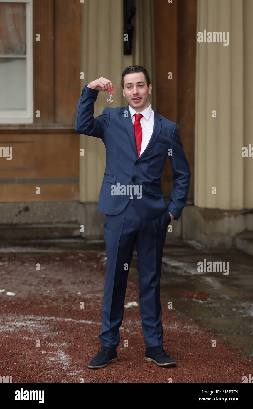 Charlie Fogarty with his MBE, awarded for services to young people in ...