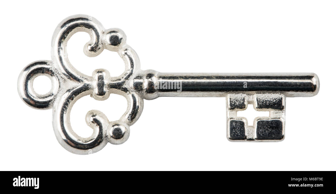 vintage silver key isolated on white background Stock Photo - Alamy