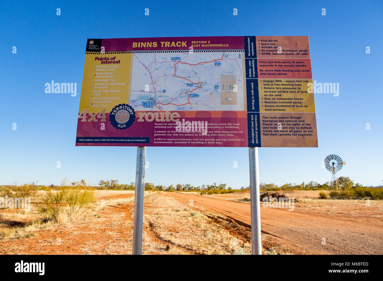 Binns Track signage off the Plenty Hwy near Alice Springs, Northern ...