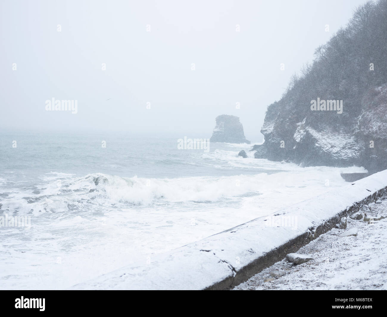 Cornwall snow harbour hi-res stock photography and images - Alamy