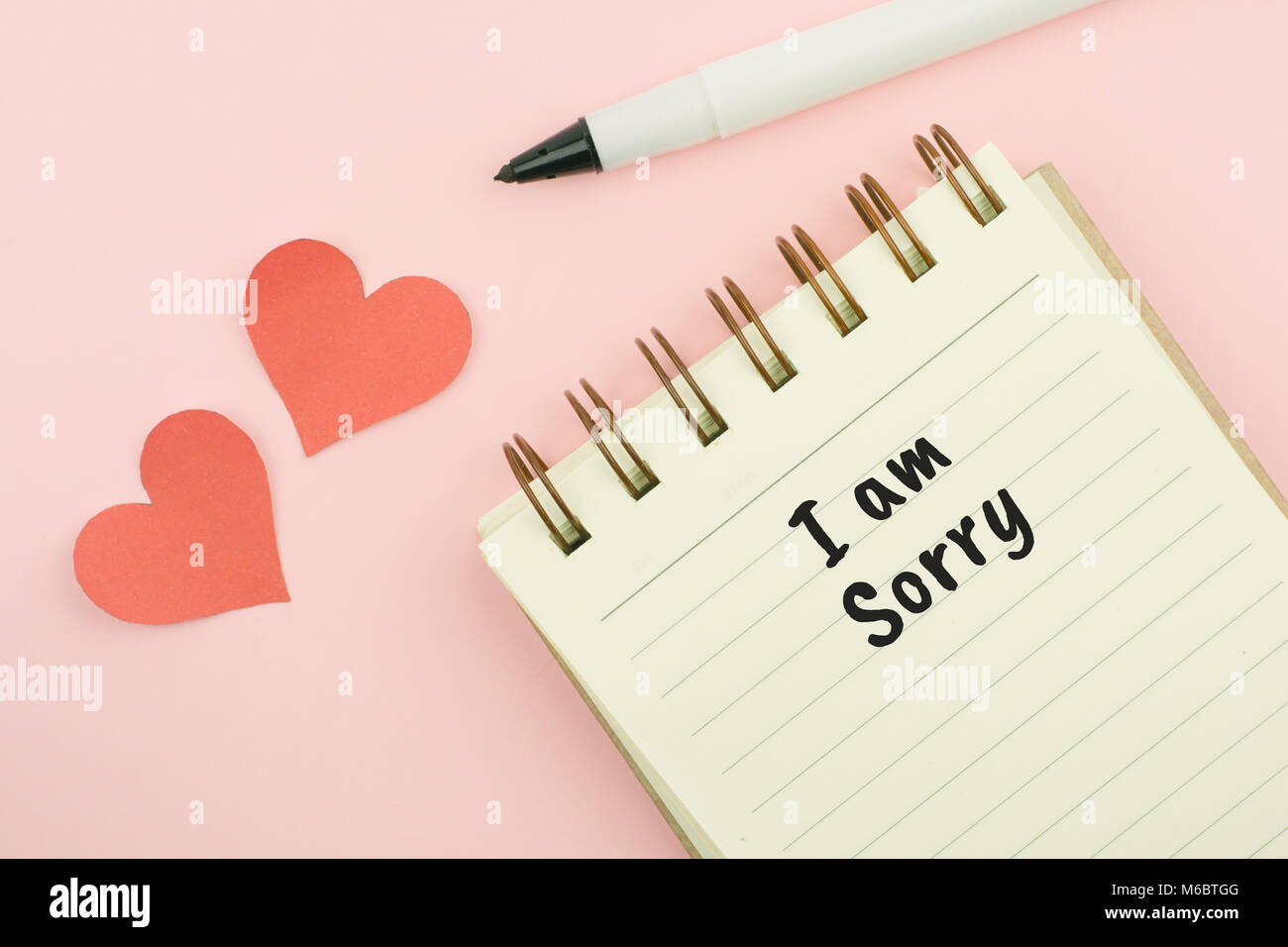 I am Sorry text written on a notebook with pen Stock Photo - Alamy
