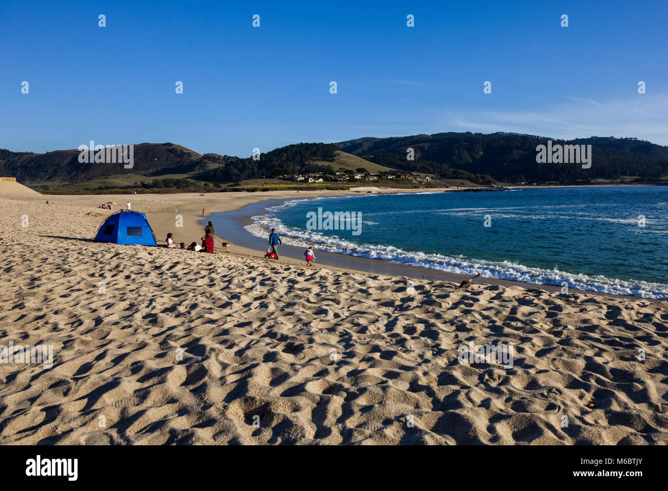 camping on the beach at carmel by the sea, California, USA Stock Photo ...
