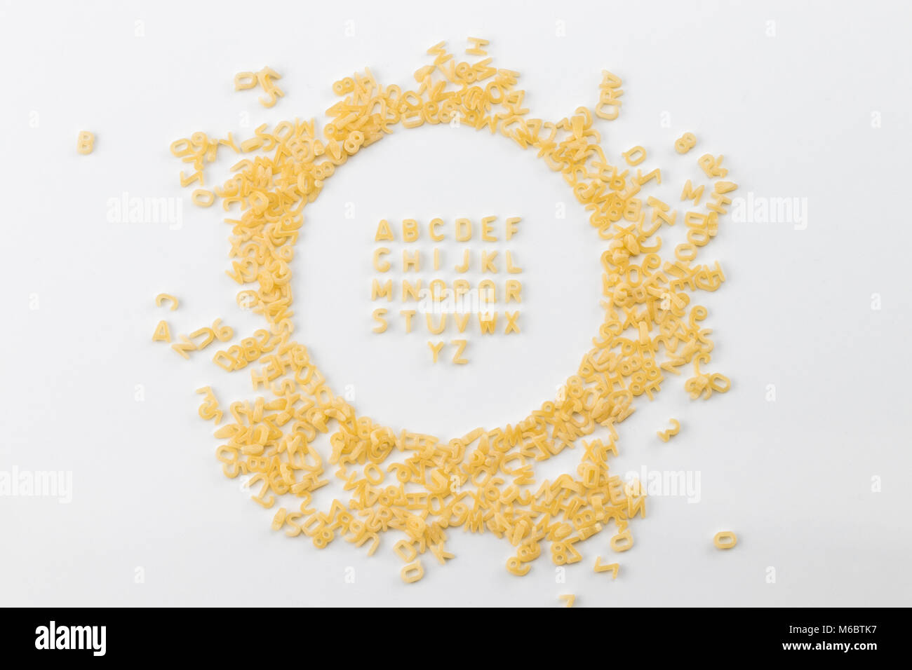 Alphabet made of macaroni letters isolated on white background Stock ...