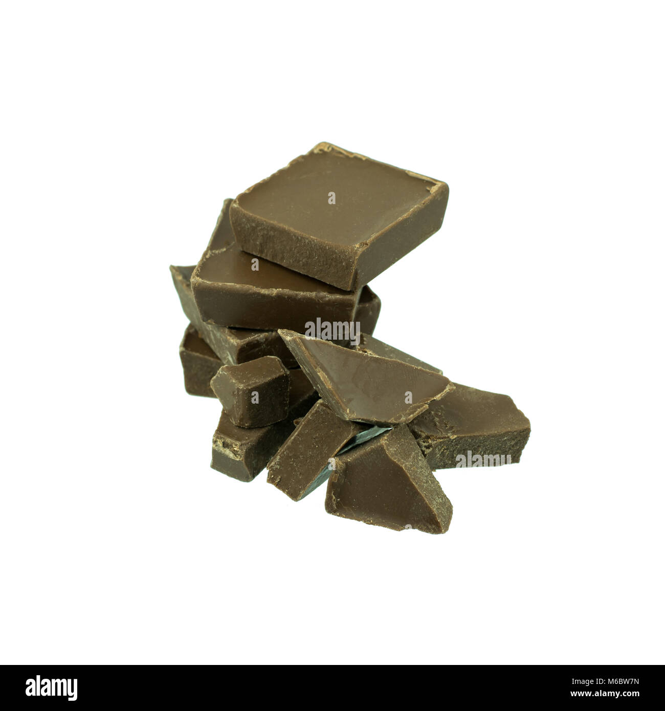 Broken chocolate bar isolated on white background Stock Photo - Alamy