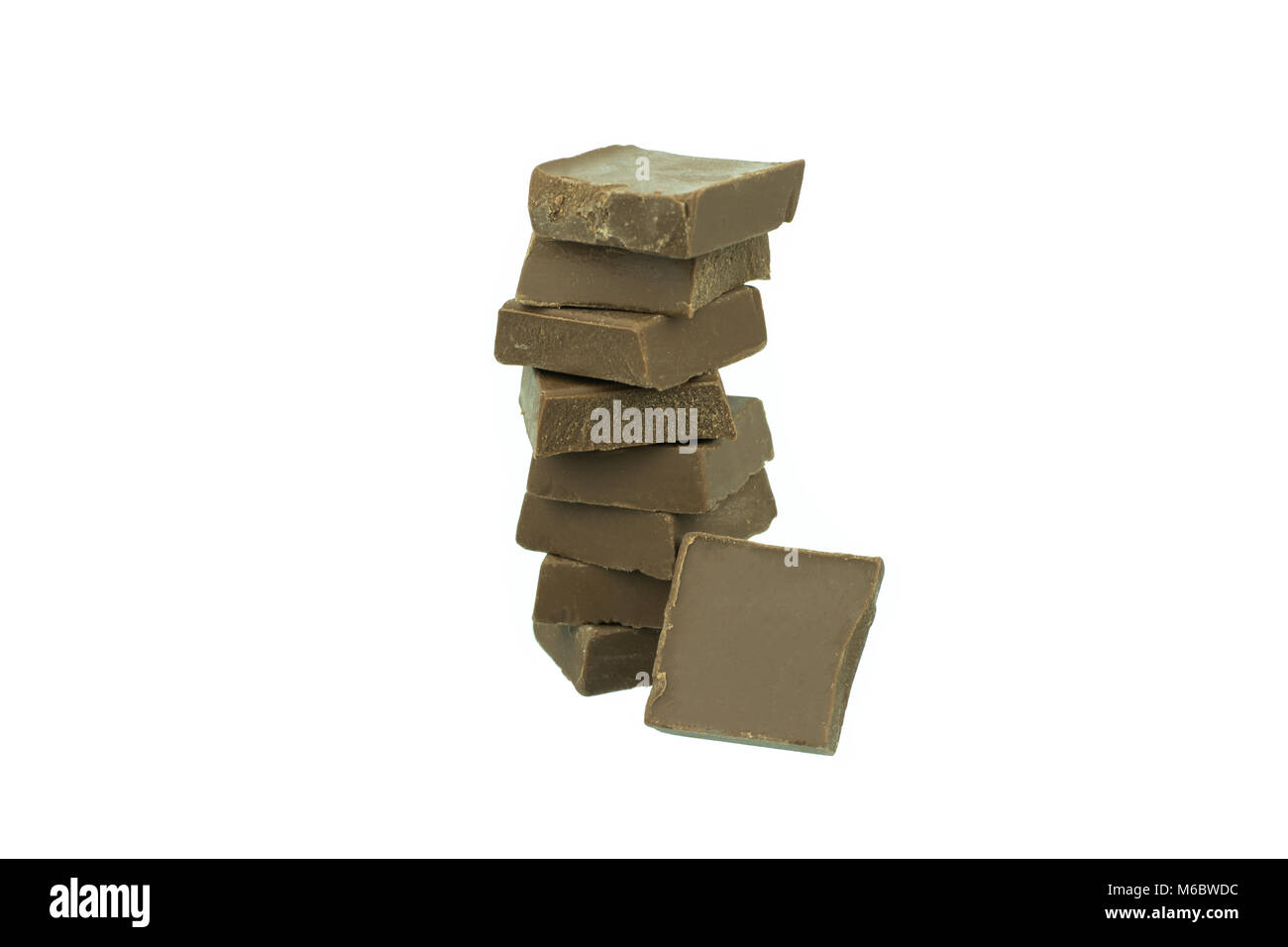 Broken chocolate bar isolated on white background Stock Photo - Alamy