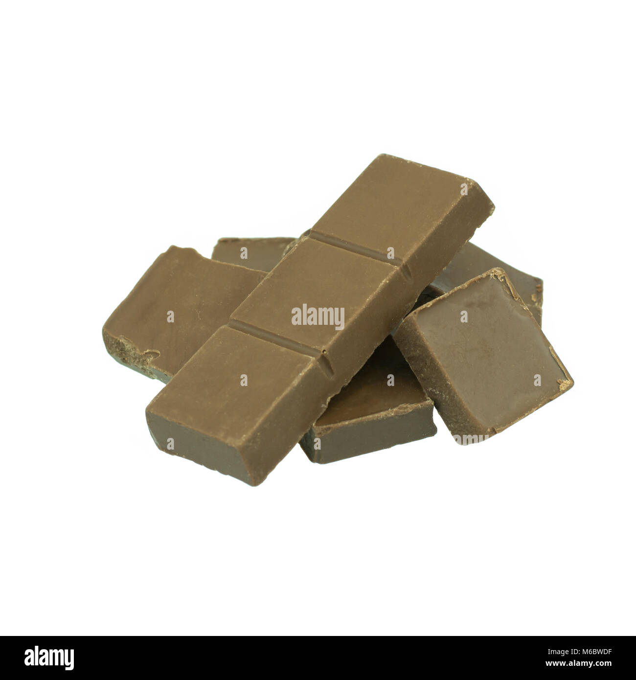 Broken chocolate bar isolated on white background Stock Photo - Alamy