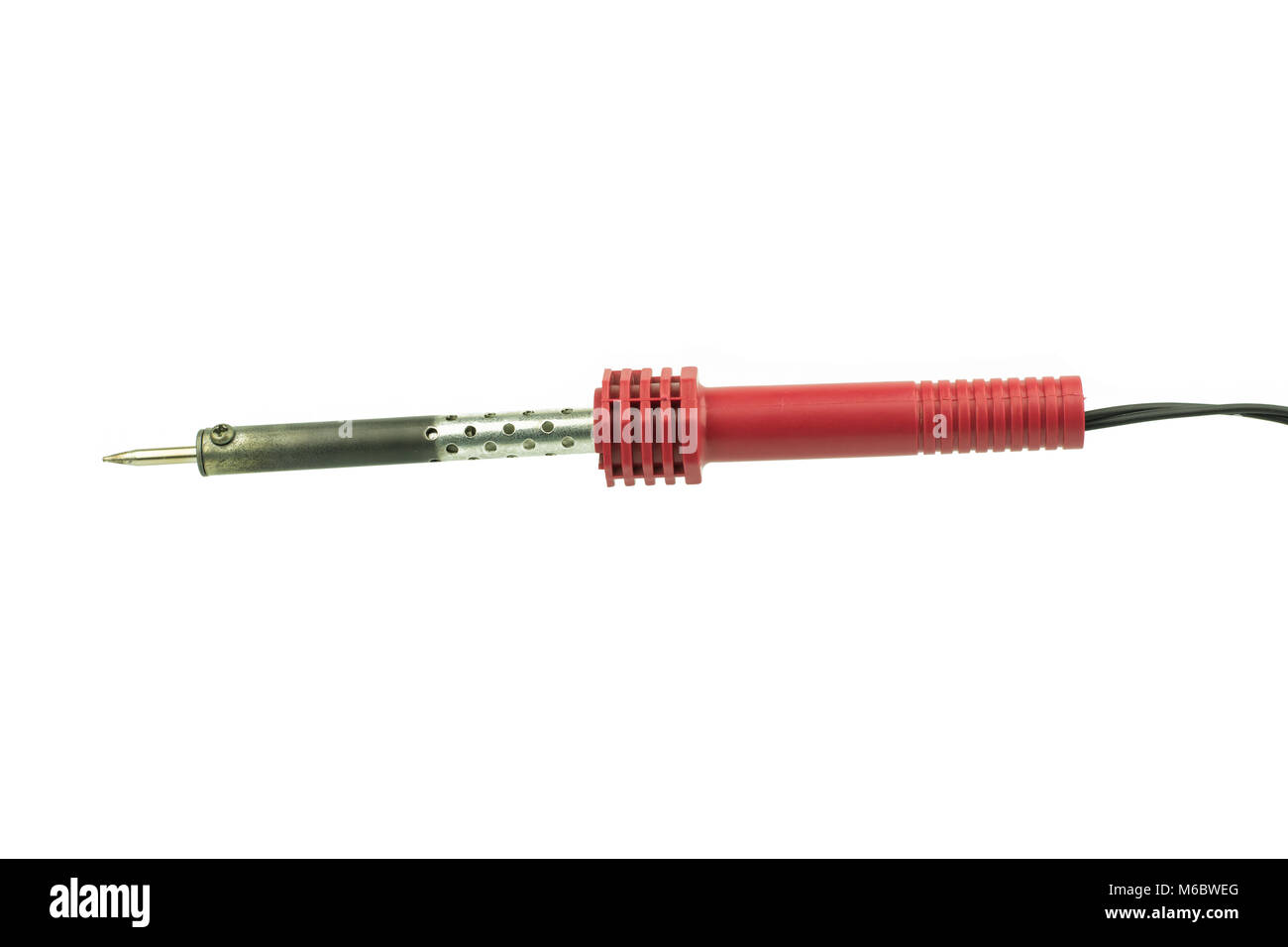 Red soldering iron isolated on white background Stock Photo - Alamy